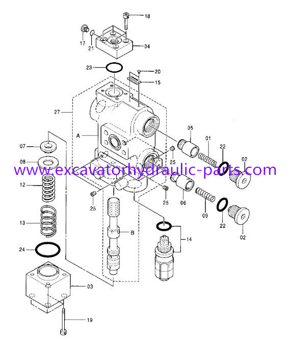 Hitachi Excavator Spare Parts ZX200 EX400-1 Relief Valve 4358914 Valve Assy