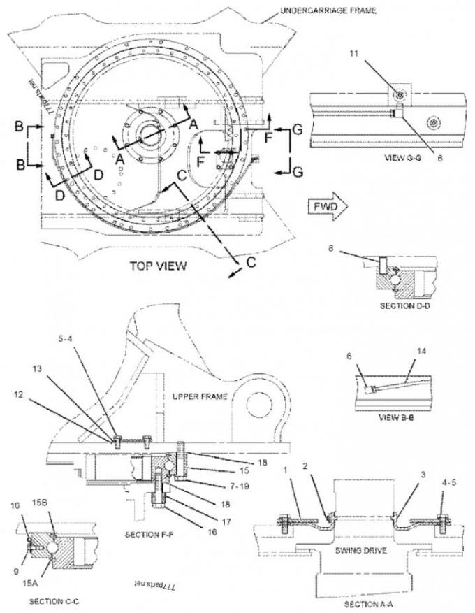 E313C E314C E314D Excavator Spare Parts 229-1079 Swing Gear Bearing ...