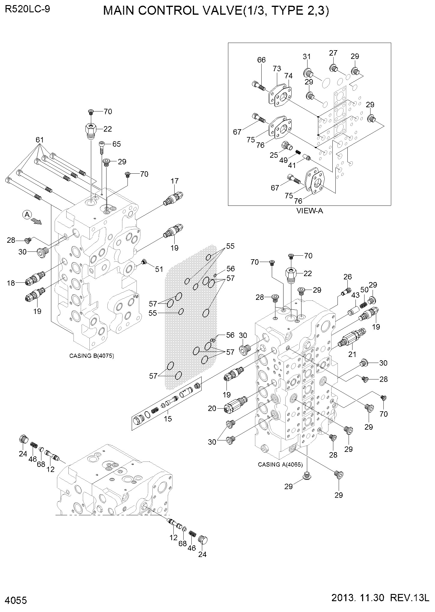 R520-9 Excavator Control Valve For Hyundai Hydraulic Main Control Valve ...