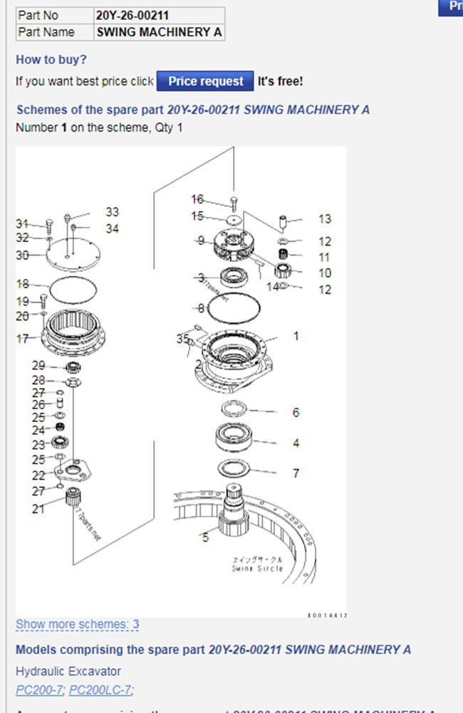PC200-7 Excavator Swing Gearbox 20Y-26-00211 20Y-26-00210 Komatsu Swing ...