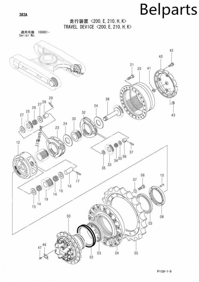Hitachi ZX200LC Travel Motor Assy HMT36FA 9195447 ZX200 Final Drive Assy